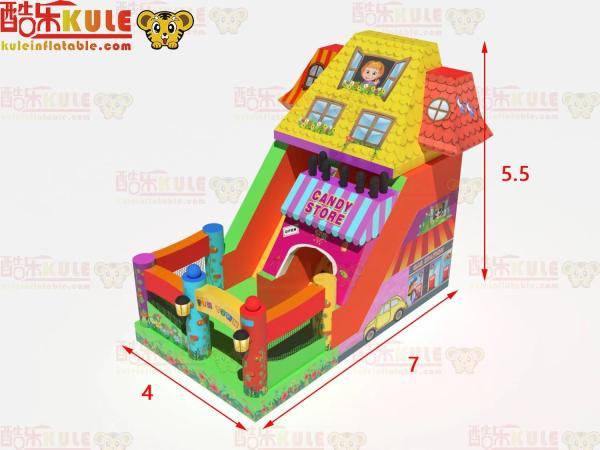 Quality Fun Park Dry Inflatable Bouncy Slides With Candy Shop Theme for sale