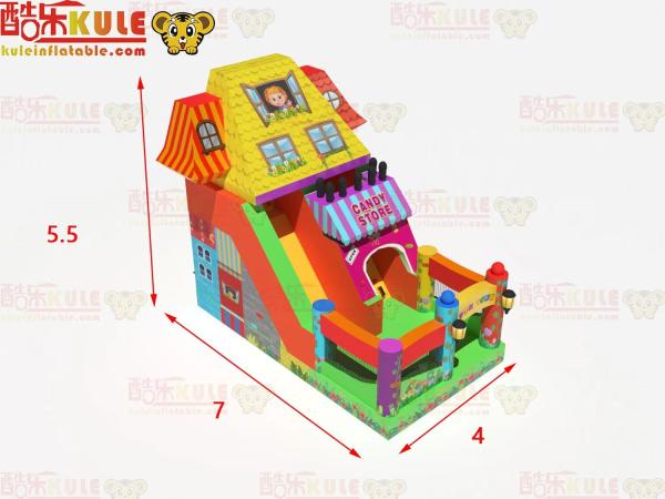 Quality Fun Park Dry Inflatable Bouncy Slides With Candy Shop Theme for sale