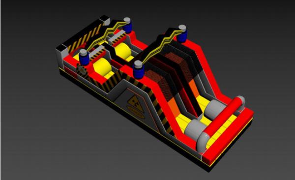 Quality Danger Obstacles Inflatable Bounce House Castles With Two Slides for sale