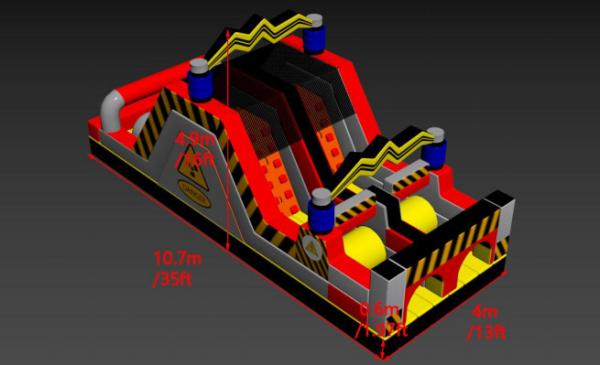 Quality Danger Obstacles Inflatable Bounce House Castles With Two Slides for sale