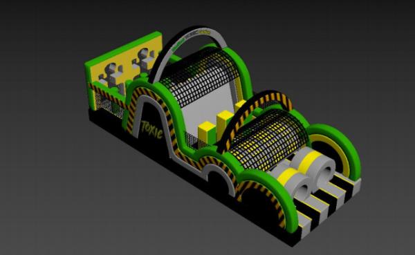 Quality Outdoor Park Playground Inflatable Obstacles Toxic With Slide for sale