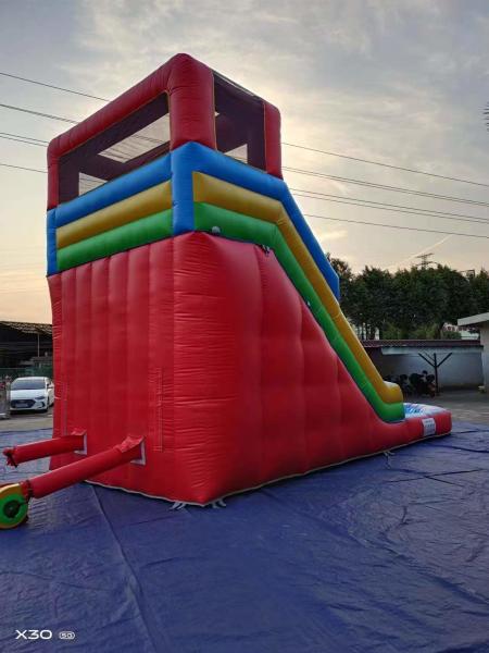 Quality Summer Blue Orange Inflatable Water Slides With Pool for sale