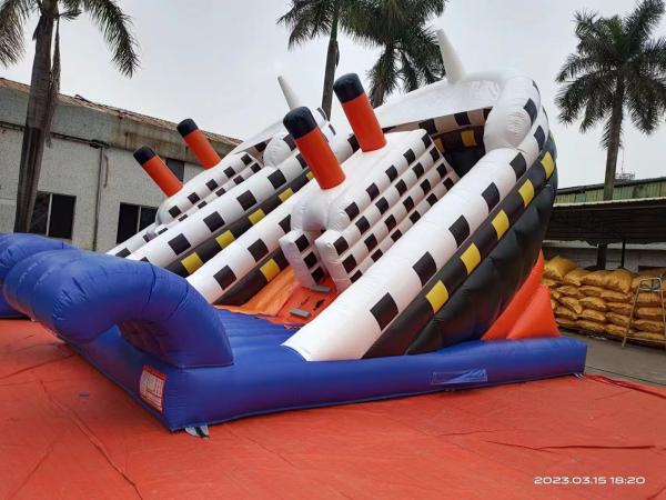Quality Ship Style Double Sided Inflatable Slides With Wave Stopper for sale