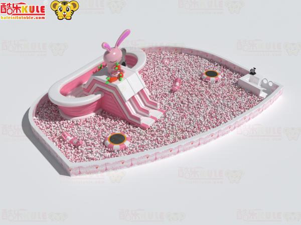 Quality Bathtub Inflatable Slides Pink And White for Big Balls Pool for sale