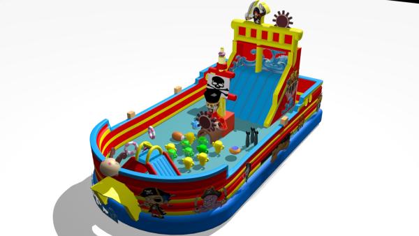 Quality Pirate Ship Big Inflatable Slide Bouncer Blue Red Yellow color for sale