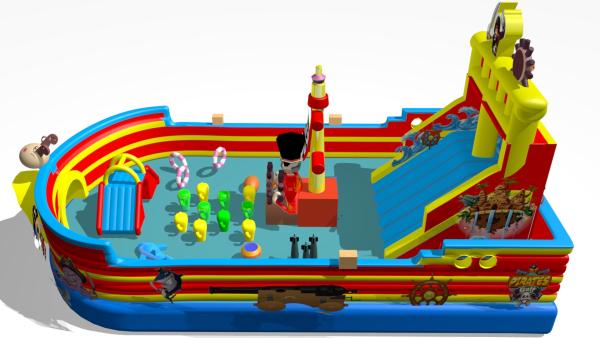 Quality Pirate Ship Big Inflatable Slide Bouncer Blue Red Yellow color for sale