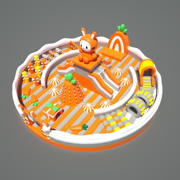 Quality Round Circle Rabit Inflatable Castle (Orange & White & Yellow ) for sale