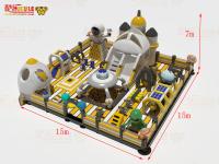 China Alien Rocket Space Park Inflatable Bounce Castle With Slides for sale
