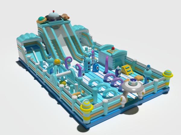 Quality Blue Inflatable Commercial Bouncy Castle With Slides Obstacles for sale