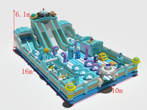 Quality Blue Inflatable Commercial Bouncy Castle With Slides Obstacles for sale