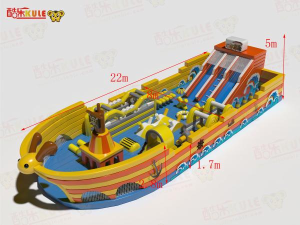 Quality Pirate Ship Inflatable Blow Up Bouncy Castle With Big Slides for sale