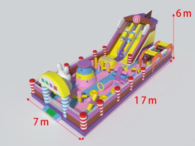 China Candy Theme Inflatable Castle With Big Slides Obstacles Castle for sale