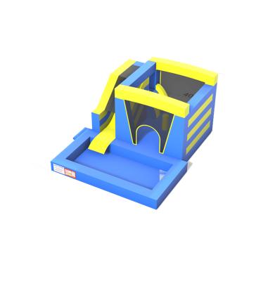 China Blue Yellow Inflatable Jumping House With Slide And Pool for sale