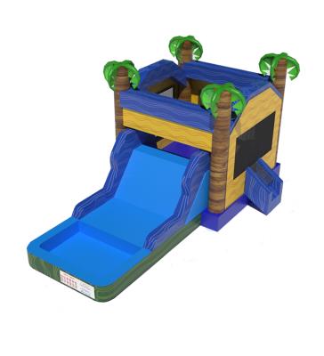 China Palm Tree Commercial Inflatable Bouncy Castle With Water Slide for sale