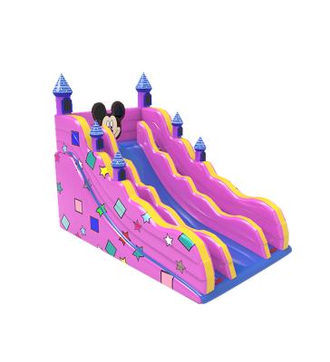 China Kinderen pretpark opblaasbare Miki Muis Roze glijbaan te huur Te koop