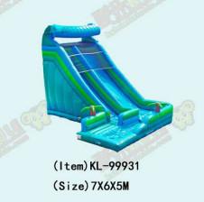 China Blue Wave Inflatable Slide With Pool For Outdoor Water Park for sale