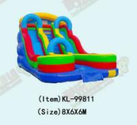 China Brightly Colored Inflatable Slides With Blue Arched Structures for sale