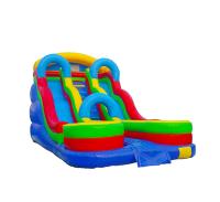 China Brightly Colored Inflatable Slides With Blue Arched Structures for sale