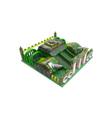 중국 탱크 테마 튀는 슬라이드 성 위장 어린이 놀이터 판매용
