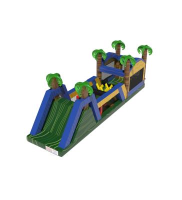 Китай Тропическая надувная игровая площадка: Веселая полоса препятствий в стиле джунглей с пальмами продается