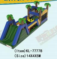 Cina Parco Giochi Gonfiabile Tropicale: Un Divertente Percorso a Ostacoli a Tema Giungla con Palma in vendita