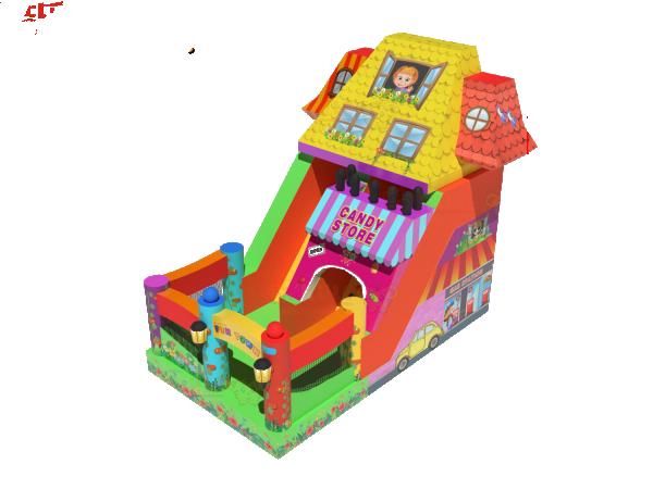 Quality Fun Park Dry Inflatable Bouncy Slides With Candy Shop Theme for sale