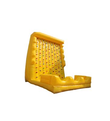 China Dazzling Yellow Inflatable Rock Climbing Wall for Delightful Activities for sale