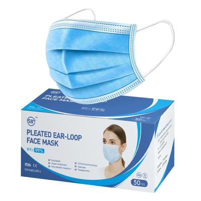 China factory civilian grade  non woven 3 ply face mask non-woven disposable 3ply face mask for sale