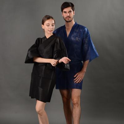 China S&J Kimono Disposable Robe Gown made from non woven Soft PP material Excellent for Sauna Room SPA Beauty Salon Hotel Waist Band for sale