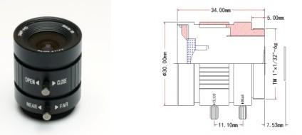 6mm manual iris lens, cs mount, 3.0 megapixel lens, 4mm, 6mm, 8mm, 12mm, 16mm, 25mm are available