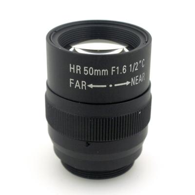 China 1.5MP 50mm lens Manual Iris Fixed focal length Lens 1/2" F1.6 C Mount HD Lens for Machine Vision cameras for sale