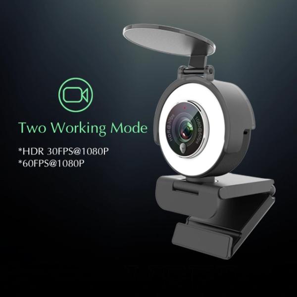 Quality 1080P 60FPS USB Streaming Gaming Web Camera With Touch Beauty Light for sale