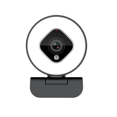 China 1080p 30fps Auto Focus USB Webcam Stepless Dimming Mic Ring Light Webcam for sale