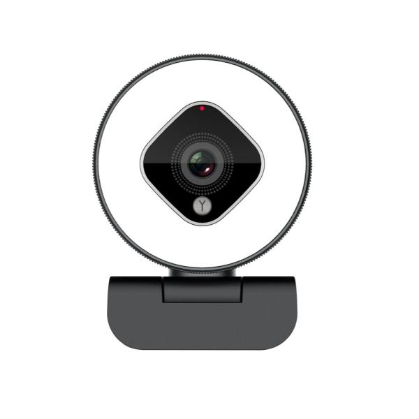 Quality 1080p 30fps Auto Focus USB Webcam Stepless Dimming Mic Ring Light Webcam for sale