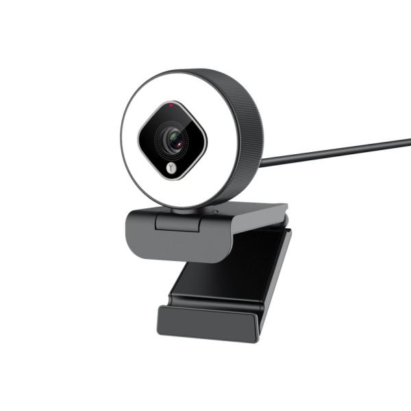 Quality 30fps 1080p Auto Focus Ring Light Webcam Touch Stepless Dimming Mic for sale