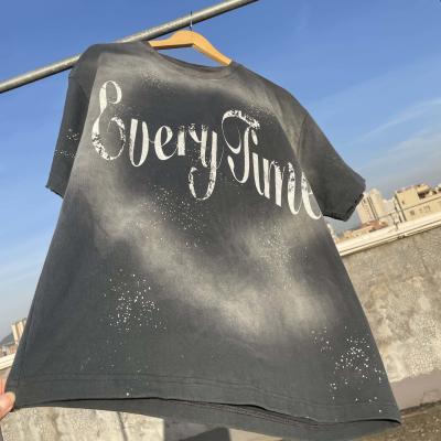 China Custom French Terry Oversized Fit Distressed Cotton T-Shirt Vintage Paint Acid Wash Graphic Summer Shorts Sleeve TShirt for Men for sale