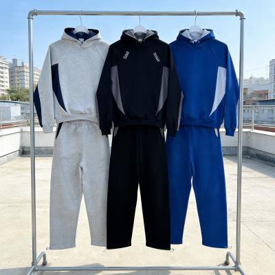 China Custom Casual Heavyweight Tracksuit High Quality 100% Cotton Fleece Blank Sweatsuit Flared Hoodie and Sweatpants Sets for Men for sale