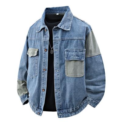 China Top Manufacturer Custom Streetwear Patchwork Denim Men's Oversized Jacket Fashion Acid Washed Coat Button Denim Jacket for Men for sale
