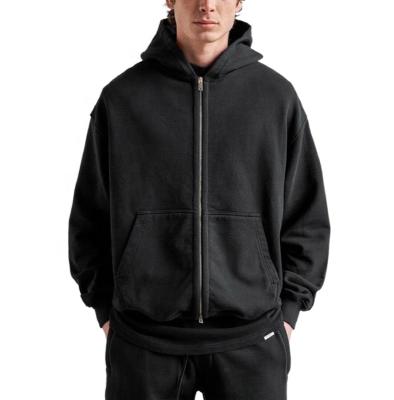 China Custom Unisex Cotton Mens Hoodie Women Zip up Hoodie Streetwear Stylish Black Hoodie With Double Zipper for sale