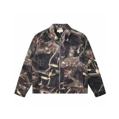 China Custom 3D Printed Zip up Camouflage Polyester Wadding Jacket Men's Windproof Canvas Cargo Jacket for Spring Autumn High Street for sale