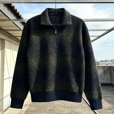 China Manufacturer Custom Men's Half Zipper Wool Pullover Sweater Solid Logo Winter Casual Knitwear Boxy Fit Oversized Fleeced Top for sale