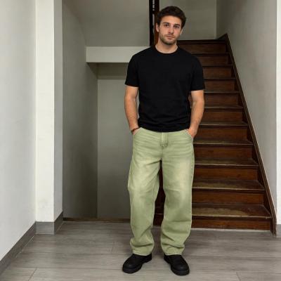 China Men's Jeans Wholesale Acid Wash Wide Leg Plus Size Vintage Red High Quality Street Style Jeans Low Price Custom Apparel for sale