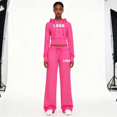 China Custom logo High Quality Knit Autumn Winter Fashion Women's Hoodies Pants Sets Joggers Sweatsuit Long Sleeve Tracksuit for Women for sale