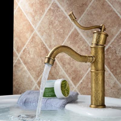 China Antique Brass Finish Centerset Bathroom Sink Faucet T0488 for sale