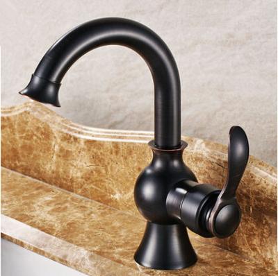 China Antique Brass Black Bronze Single Handle Single Hole Bathroom Mixer Sink Faucet TB3054 for sale
