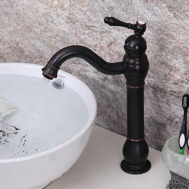 China Antique Brass Black Bronze Bathroom Sink Tap Mixer Faucet TA219B for sale