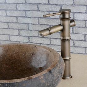 China Antique Brass Bathroom Sink Faucet - Bamboo Shape Design T0418HA for sale