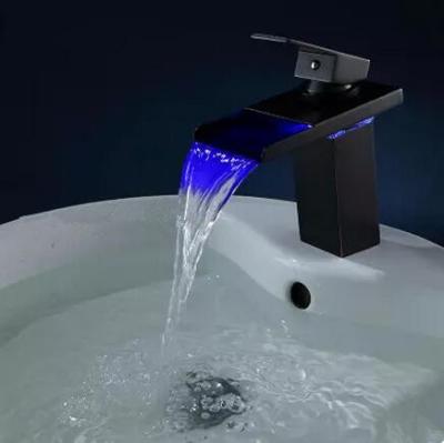 China 2016 New Black Bronze Brass Temperature Control LED Bathroom Sink Faucet TB268L for sale