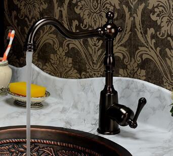 China Antique Brown Bronze Brass Mixer Rotatable Kitchen Faucet HP0822B for sale