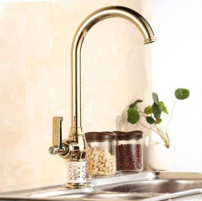 China Antique Brass Rotatable Golden Printed Mixer Kitchen Faucet TA189G for sale